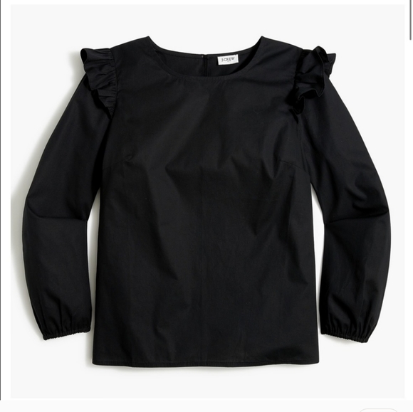J. Crew Factory | Tops | J Crew Factory Cotton Poplin Top With Ruffles Bd44 | Poshmark